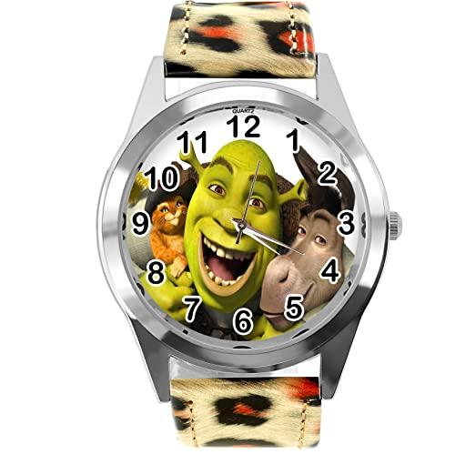 leopard print Leather Round Watch for shrek ogre Fans – TAPORT